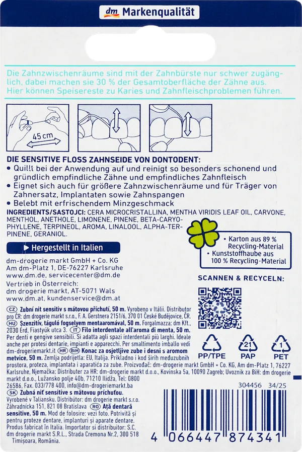 Konac za zube DONTODENT Sensitive floss 50m
