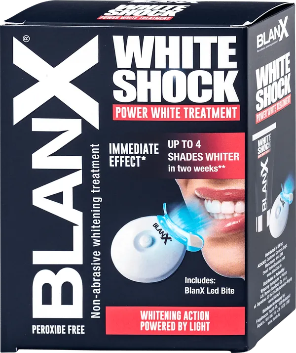 Pasta za zube BLANX White shock tretman pasta za izbeljivanje zuba + led bite uređaj 50ml