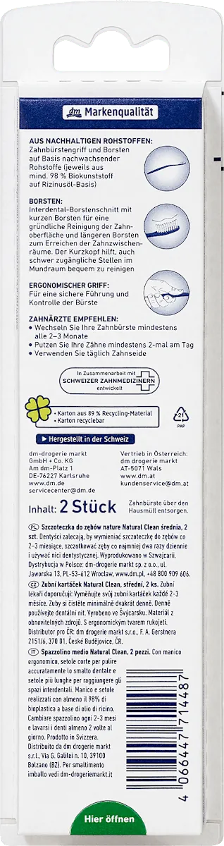Četkica za zube DONTODENT Natural clean medium 2kom