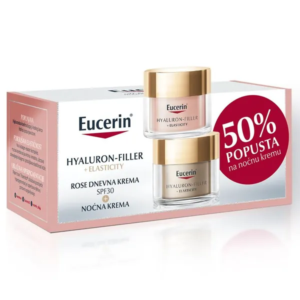 Krema za lice EUCERIN box elasticity rose dnevna krema spf30 50ml + noćna krema 50ml