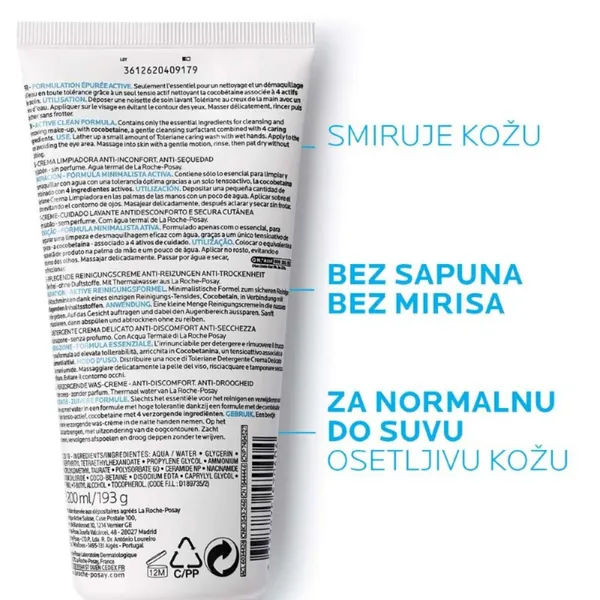 La Roche-Posay toleriane NegujuÄ‡i gel za pranje lica protiv suvoÄ‡e i neugodnog zatezanja koÅ¾e, 200 ml