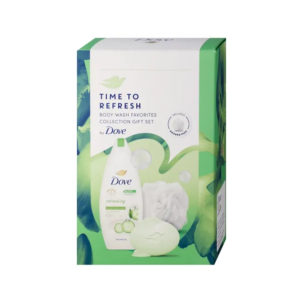 Setovi za negu tela DOVE Time to refresh (gel za tuširanje, sapun i pufna)