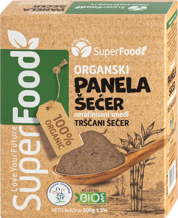 Smeđi šećer SUPER FOOD Panela organski 200g