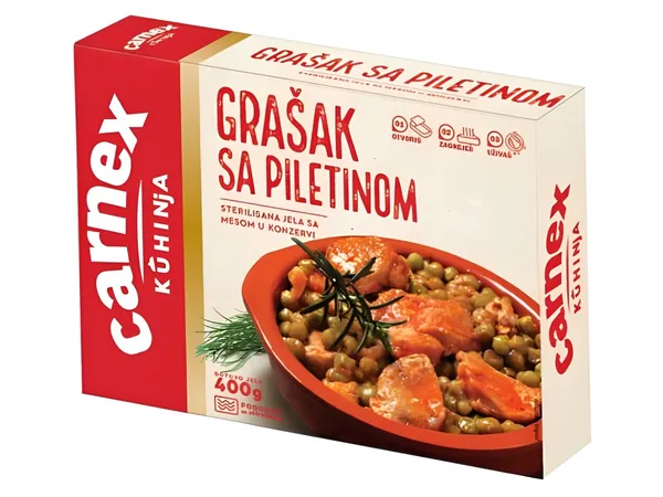 Gotova jela CARNEX grašak sa piletinom 400g