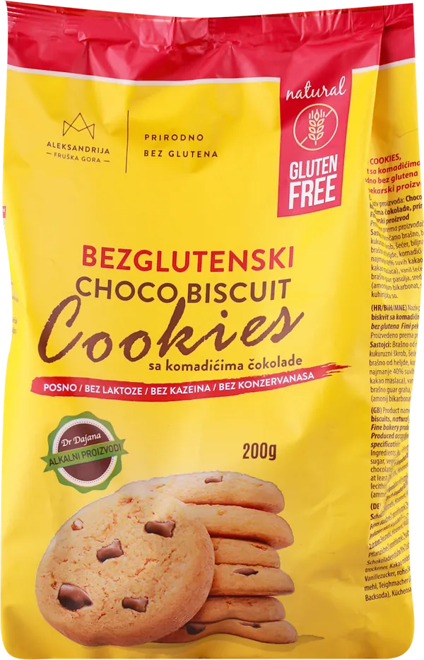 Keks ALEKSANDRIJA Cookies sa čokoladom bez glutena 200g