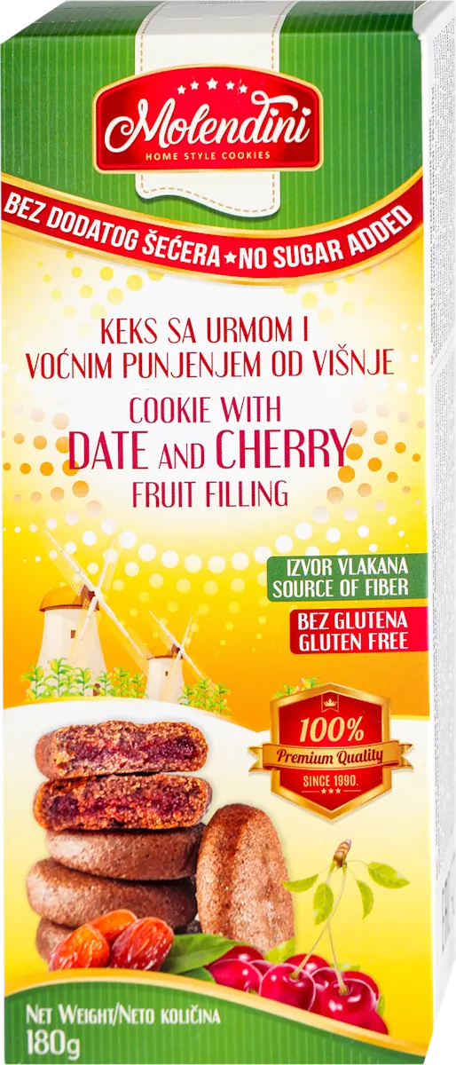 MOLENDINI keks bez glutena sa urmom i punjen višnjom 180g