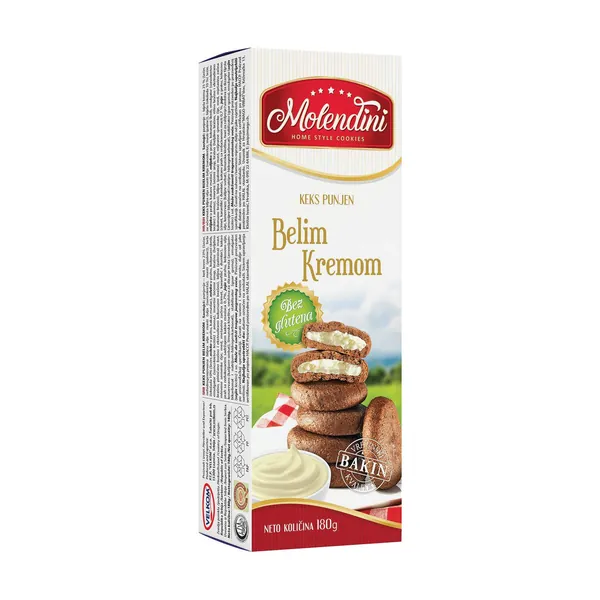 MOLENDINI Keks bez glutena sa belim kremom 180g