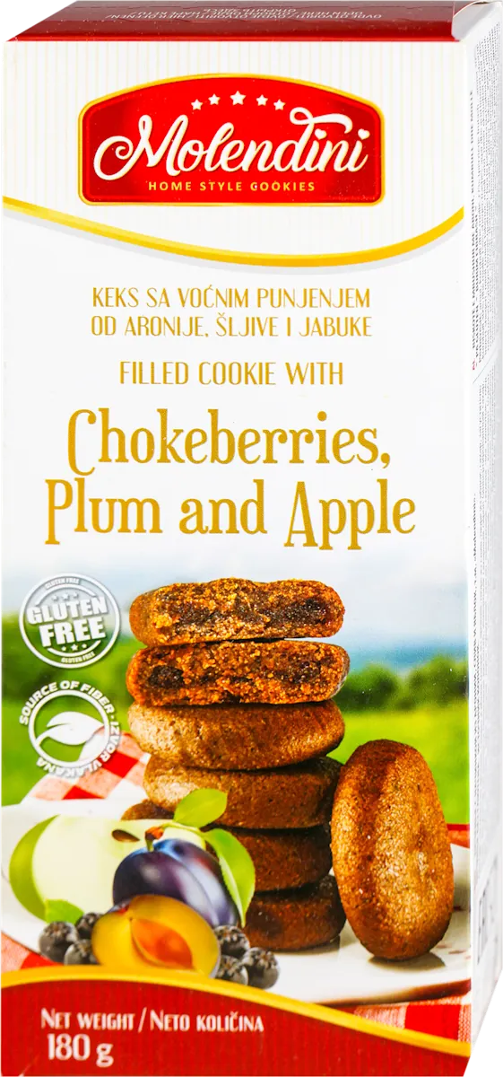MOLENDINI keks bez glutena aronija šljiva jabuka 180g