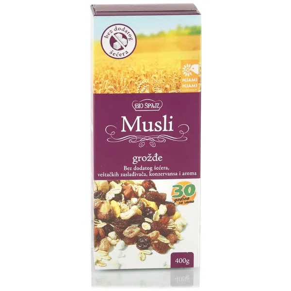 Musli BIOŠPAJZ groždje bez dodatog šećera 400g