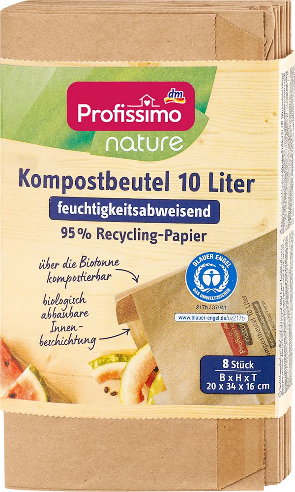 Kesa za smeće PROFISSIMO papirne kese za biootpad nature 10l 8kom