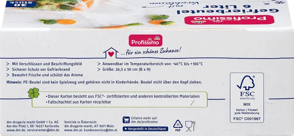 Kese za zamrzivač PROFISSIMO 6l 30kom