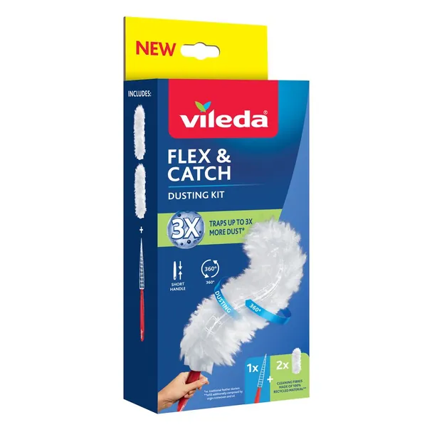 VILEDA set praško 1kom + zamenska glava Flex and catch 2kom