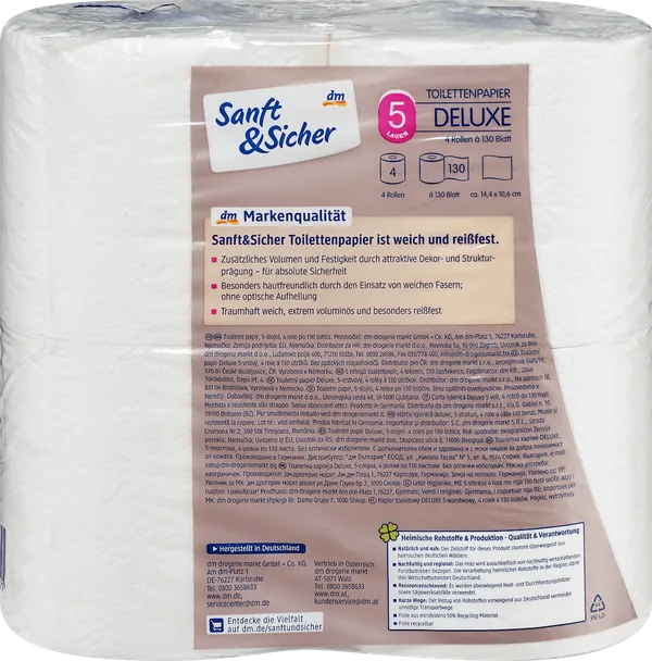 Toalet papir SANFT&SICHER deluxe 5slojeva 4kom