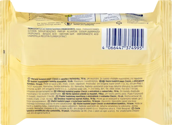 Toalet papir SANFT&SICHER vlažni classic kamilica 70kom