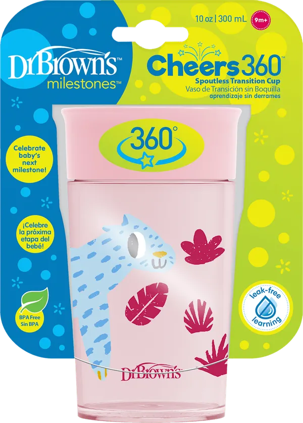DR. BROWN'S No spill šolja 360 stepeni (9m+) roze 300ml