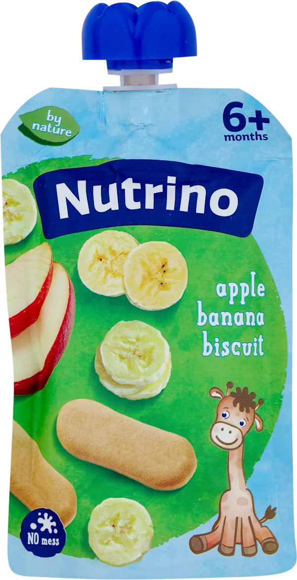 Kašice NUTRINO voćni pire 6+ jabuka, banana, keks 100g