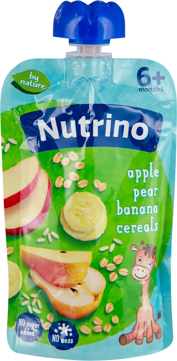 Kašice NUTRINO voćni pire jabuka kruška banana sa žitaricama 100g