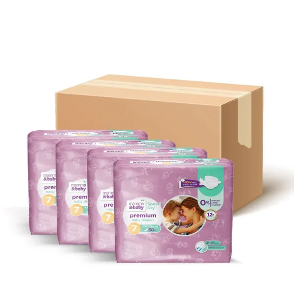 Pelene za bebe MAMMA&BABY (mesečni box), veličina 7 xxl, 120 kom (4 x 30 kom)