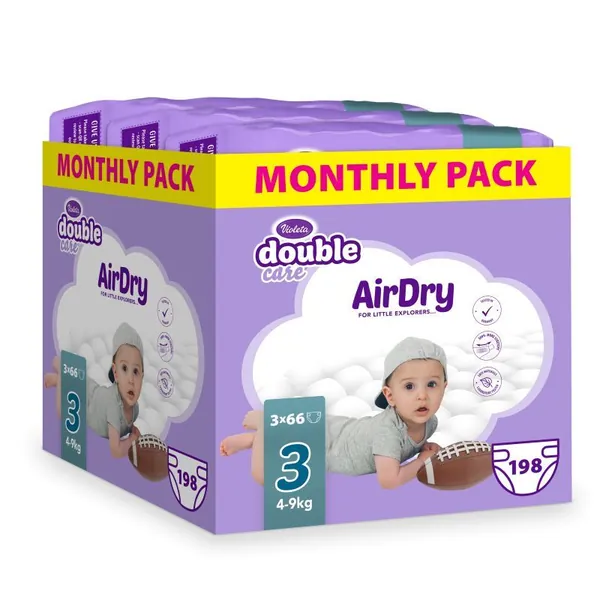 Pelene za bebe VIOLETA dc air dry 3 Midi monthly pack 4-9kg 189 komada