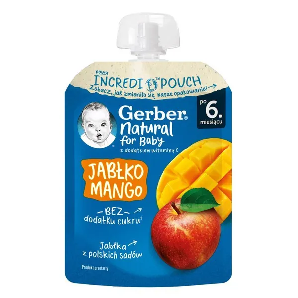 Kašice GERBER voćni pire jabuka, mango 80g