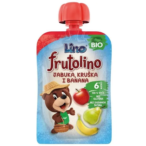 Kašice LINO Fruto bio pouch jabuka, kruška i banana 100g