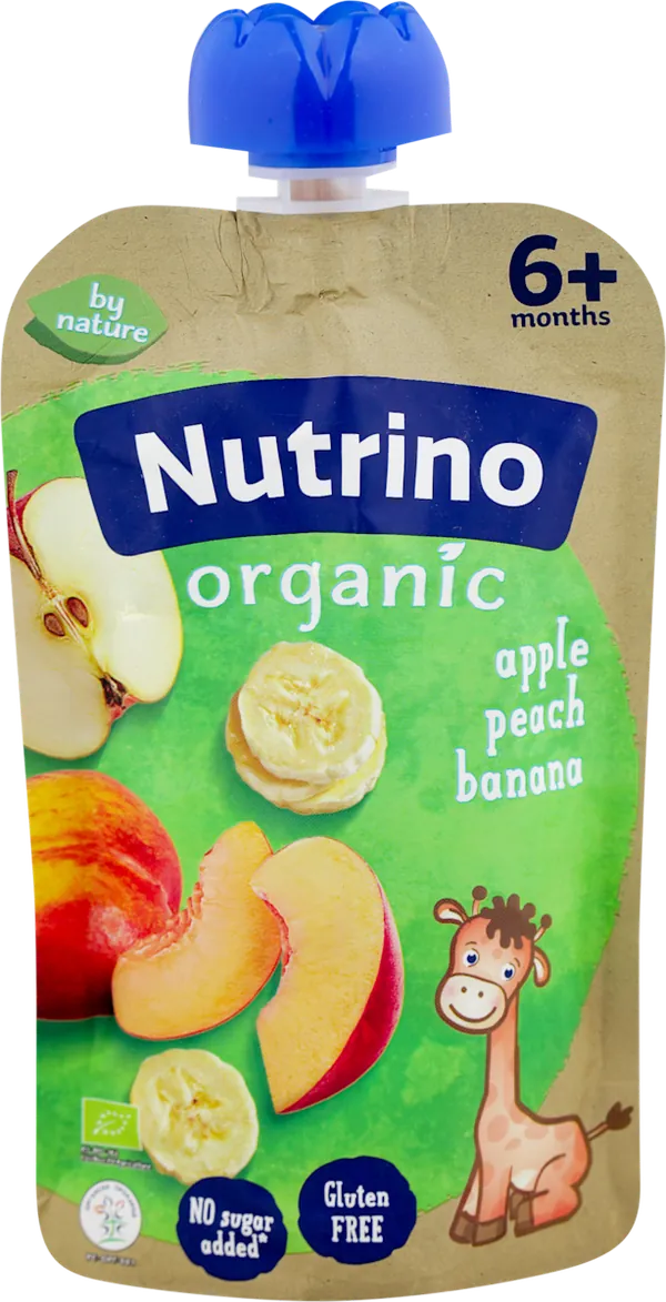 Kašice NUTRINO Organic pauč jabuka, breskva, banana 100g