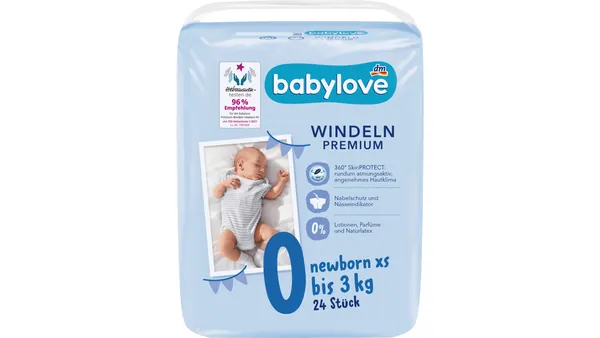 Pelene za bebe BABYLOVE newborn 0 XS 24kom