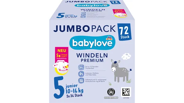 Pelene za bebe BABYLOVE premium JP 5 junior 72kom