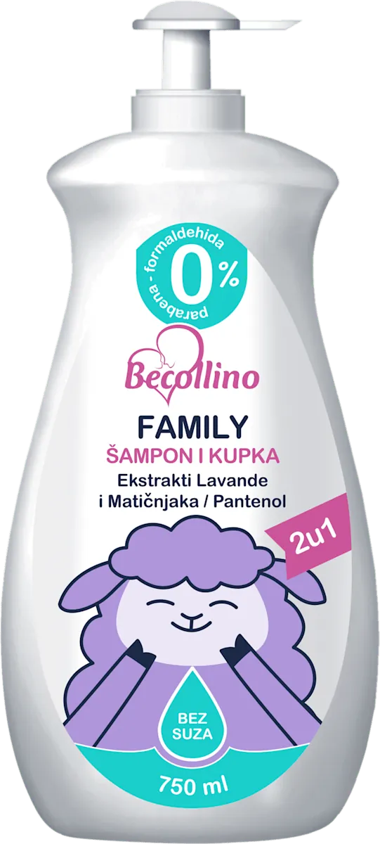 Šampon i kupka BECOLLINO family 2u1 750ml