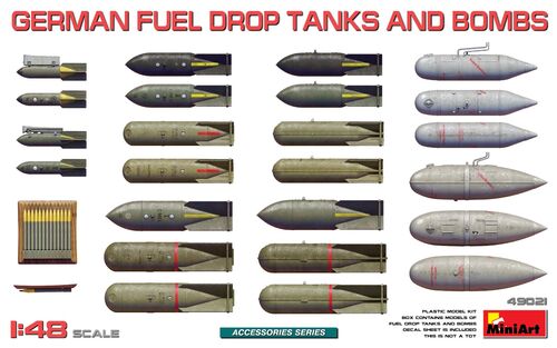 NEW! MiniArt 49021 German WWII Fuel Drop Tanks and Bombs