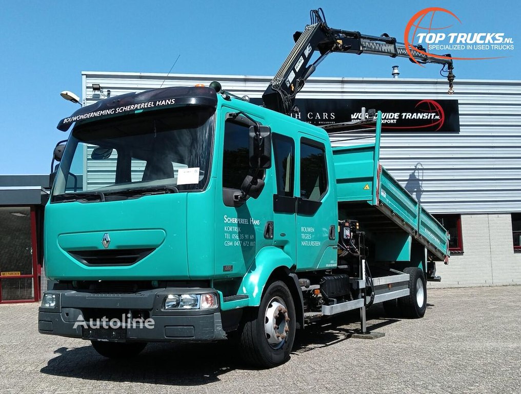 Renault Midlum 220 DCI Hiab 9TM Kraan, Crane, Kran -Dubbele cabine, Crew kiper