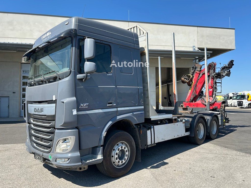 DAF XF 510 mit Penz Ladekran 6x4, 12Z9.50 inkl. Holzgreifer kamion za prevoz drva
