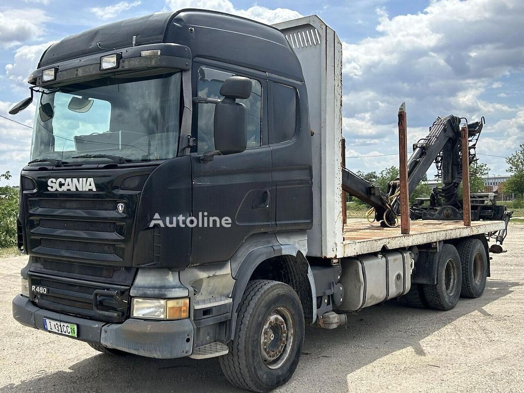Scania R 480 Rönkszállító Loglift 120S daru + rönkfogó kamion za prevoz drva