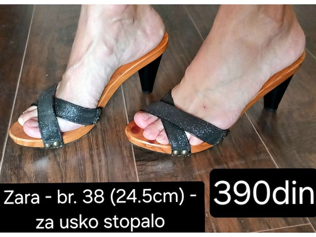 Zara ženske papuče nanule drvene crne br. 38