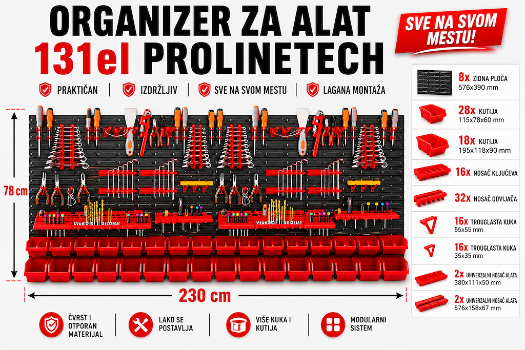 PROLINETECH Organizer za Alat 131 Del PLT/RT-131