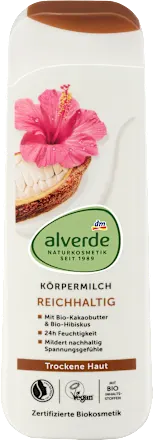 alverde NATURKOSMETIK
Bio mleko za telo sa bio kakao puterom i bio hibiskusom, 250 ml