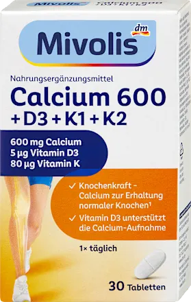 Mivolis
Kalcijum 600 + vitamin D3 + vitamin K1 + K2 tablete, 30 kom
Dodatak ishrani