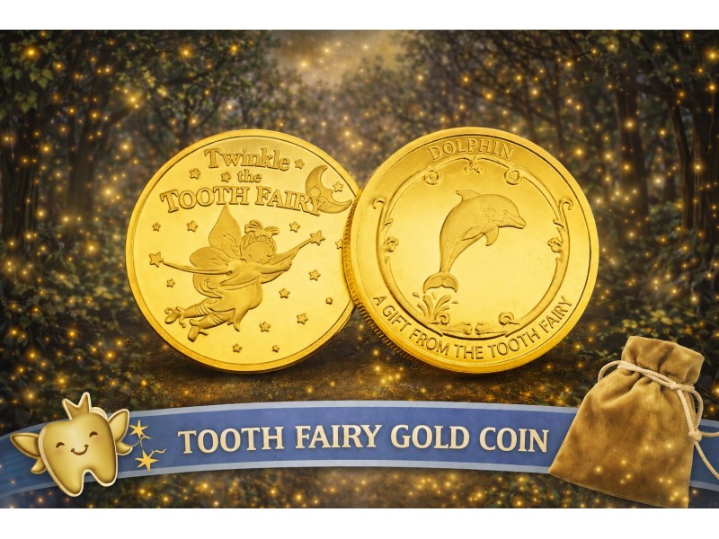 Zubic Vila zlatni novcic Delfin Tooth Fairy NOVO