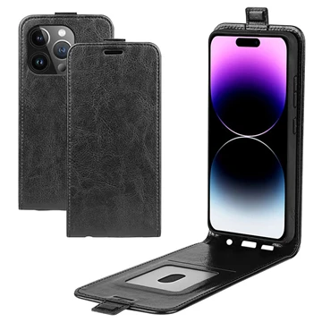 IPHONE 15 PRO MAX VERTIKALNA FUTROLA SA PREGRADOM ZA KARTICU - CRNA