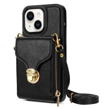 IPHONE 14 ALL-IN-ONE CASE WITH WALLET & STRAP - BLACK
