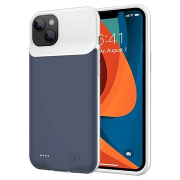 IPHONE 14 EKSTERNA BATERIJA / MASKA - 7000MAH - TAMNOPLAVA / SIVA