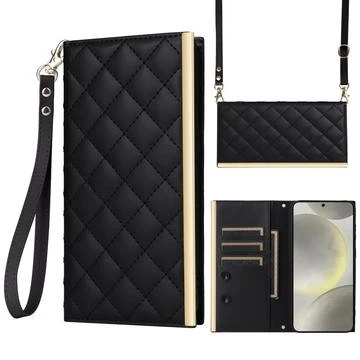 SAMSUNG GALAXY S24 LUXURY QUILTED WALLET CASE - BLACK