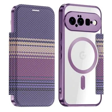 GOOGLE PIXEL 11 STYLISH MAGNETIC FLIP CASE WITH RFID CARD SLOTS - PURPLE
