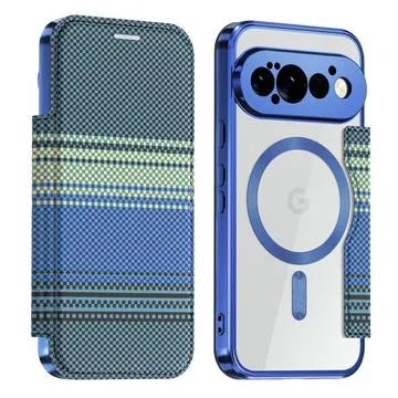 GOOGLE PIXEL 11 PRO STYLISH MAGNETIC FLIP CASE WITH RFID CARD SLOTS - BLUE