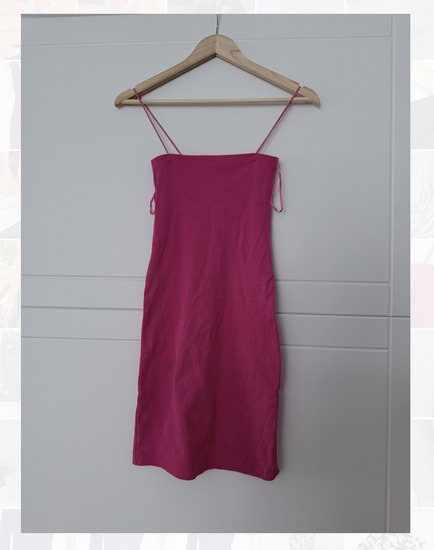 Zara rebrasti pamuk mini haljinica M