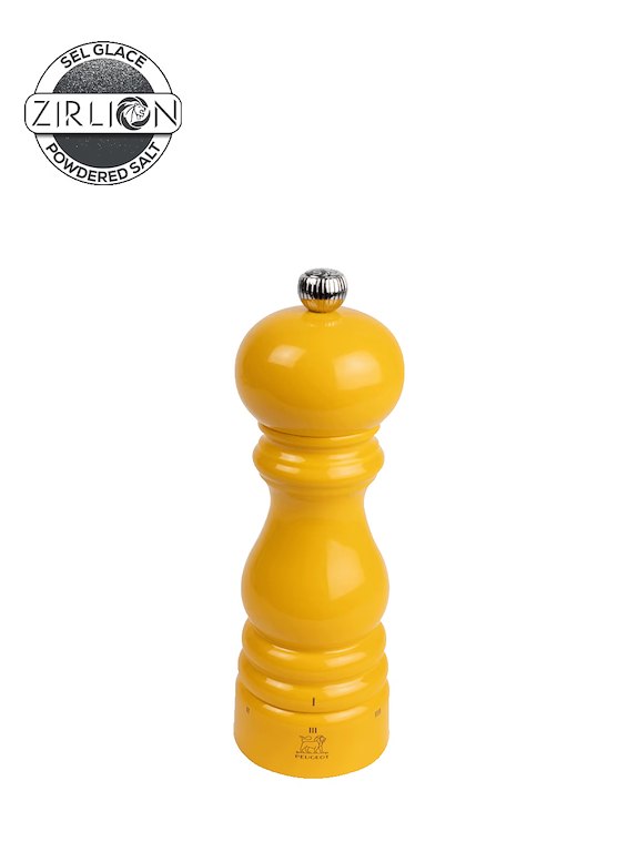 MLIN ZA SO 18cm – Manual Salt Mill in Wood, u’Select , Safran Yellow Gloss, 18cm