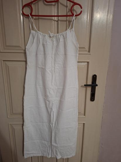 Bela lanena haljina PLUS SIZE