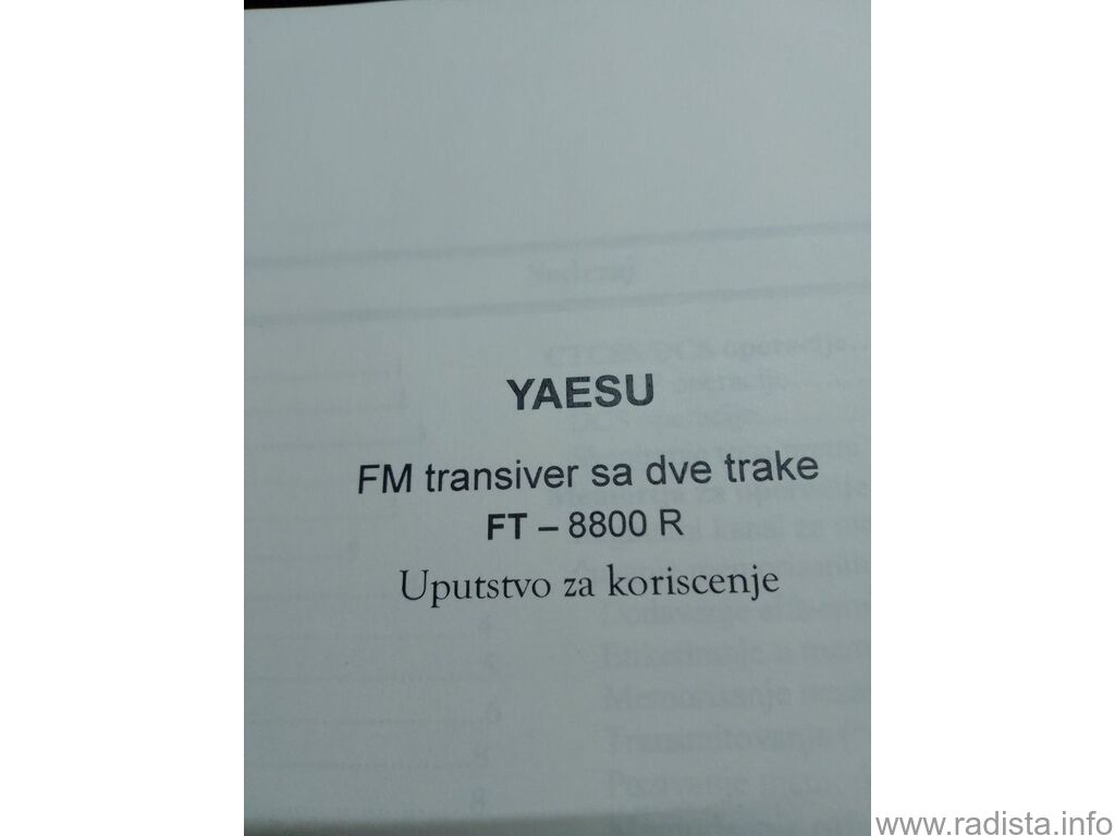 UPUSTVO za Yaesu FT8800 na srpski prevod