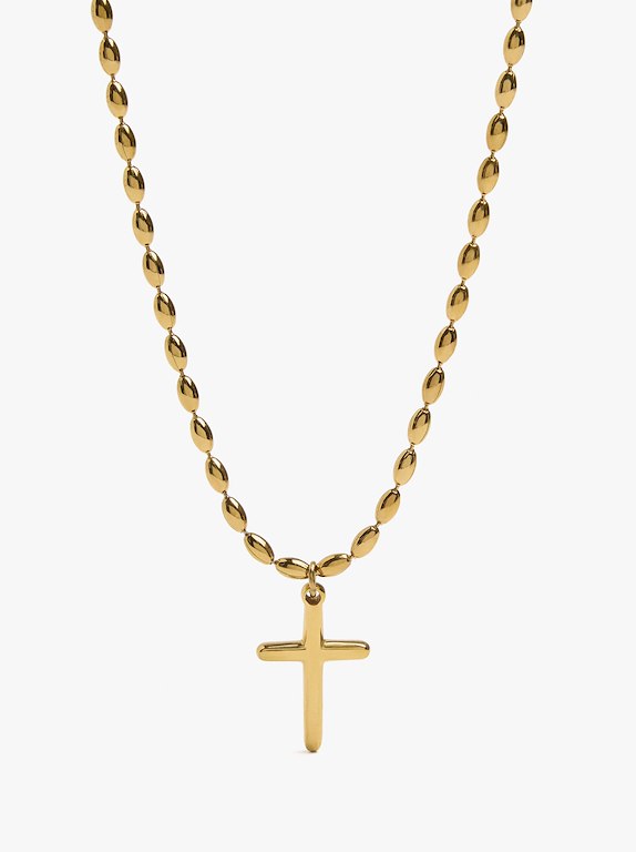 NECKLACE WITH CROSS PENDANT - STAINLESS STEEL