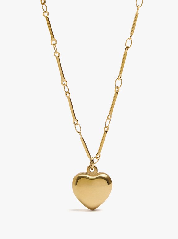 BAR NECKLACE WITH HEART - STAINLESS STEEL